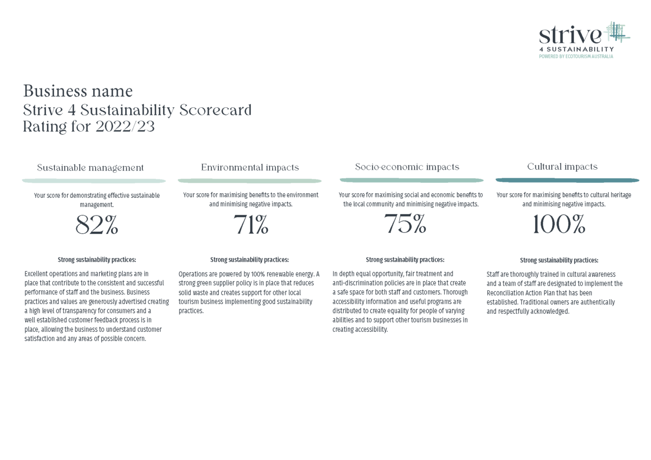 Strive 4 Sustainability Scorecard | Ecotourism Australia